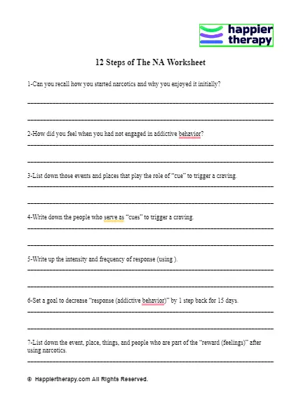 12 Step Worksheets For Aa