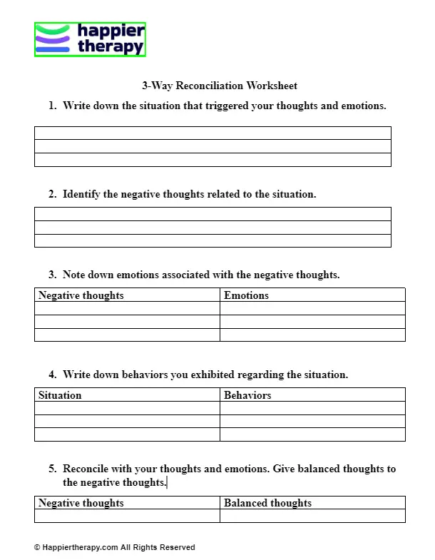 3-Way Reconciliation Worksheet | HappierTHERAPY