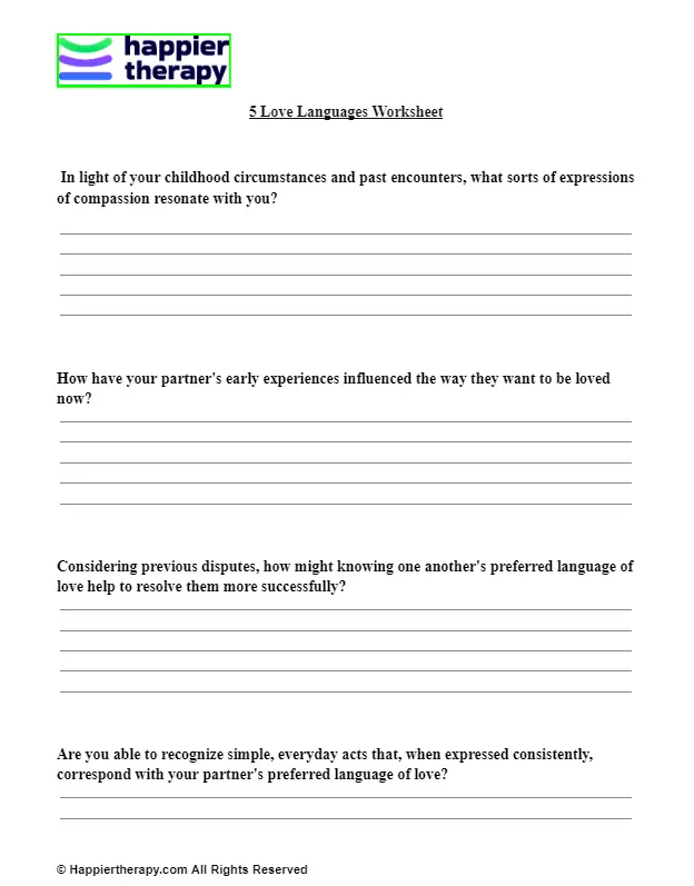 5 Love Languages Worksheet | HappierTHERAPY