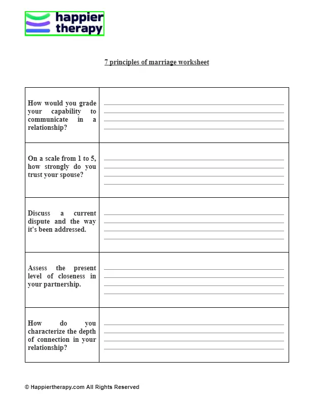 7 Principles Of Marriage Worksheet | HappierTHERAPY