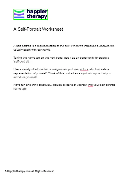 A Self-Portrait Worksheet | HappierTHERAPY
