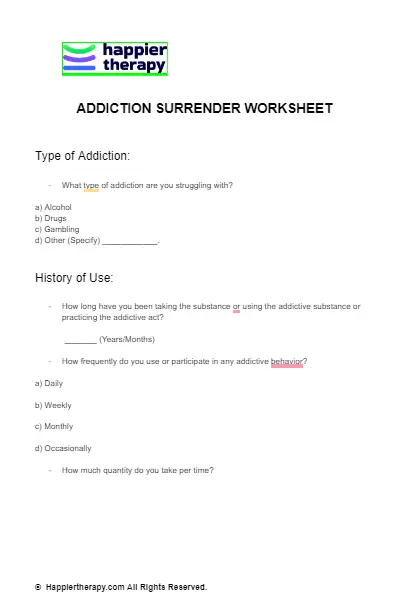 ADDICTION SURRENDER WORKSHEET | HappierTHERAPY