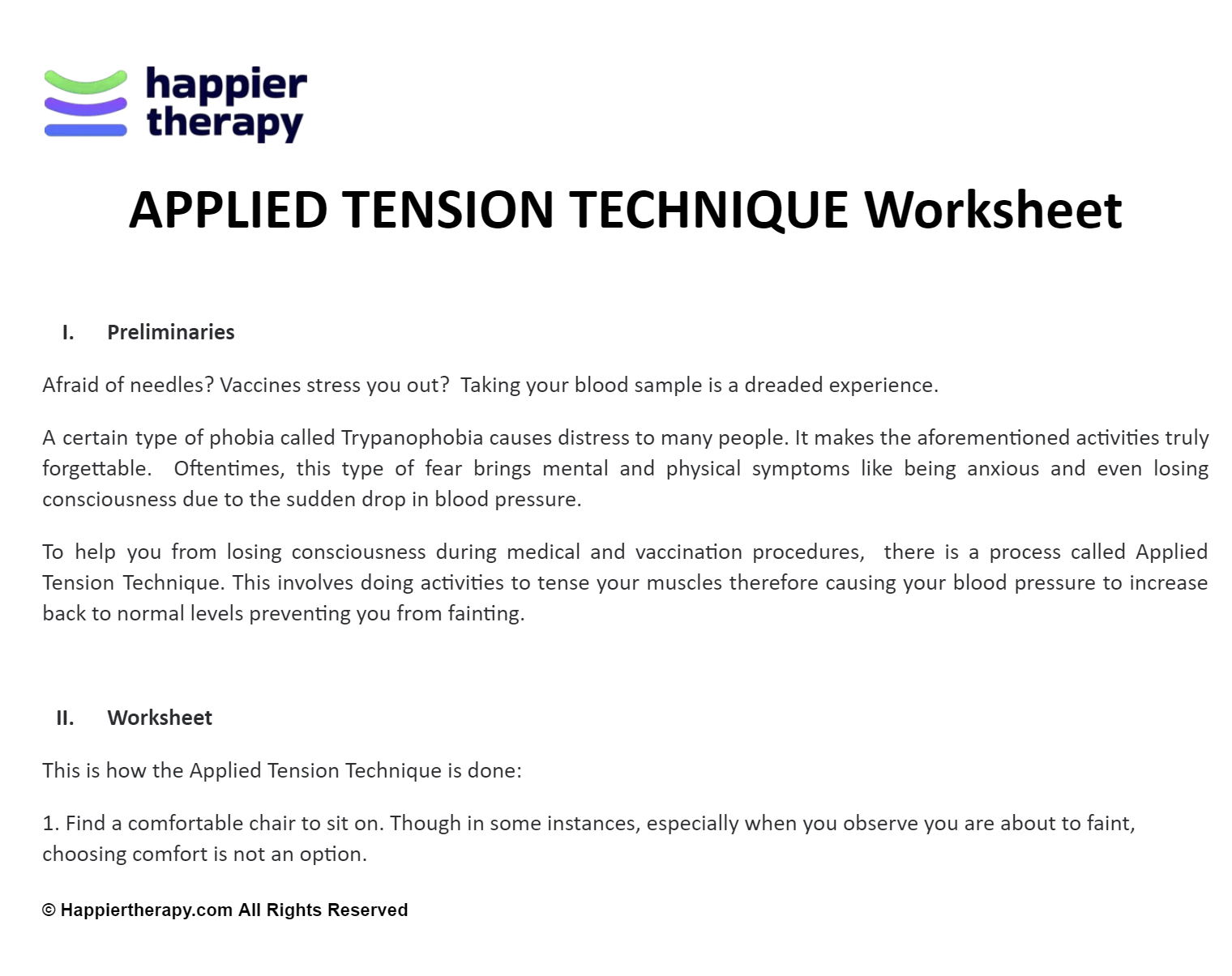 APPLIED TENSION TECHNIQUE Worksheet | HappierTHERAPY