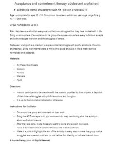 Acceptance and commitment therapy adolescent worksheet - HappierTHERAPY
