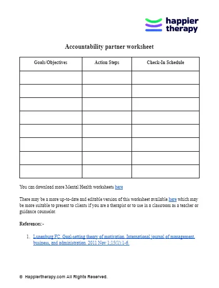 Accountability Partner Worksheet | HappierTHERAPY