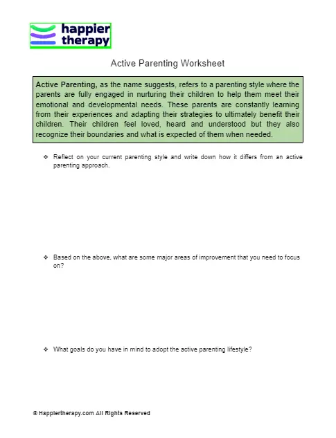 Active Parenting Worksheet | HappierTHERAPY