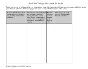 Addiction Therapy Worksheet for Adults - HappierTHERAPY