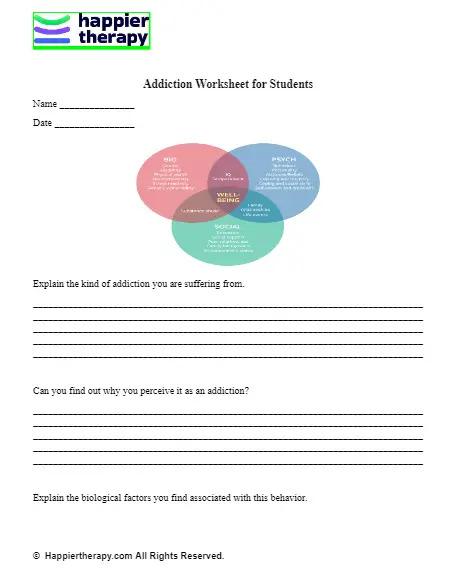 Addiction Worksheet For Students | HappierTHERAPY