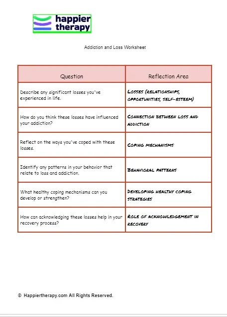 Addiction Counselling Worksheets