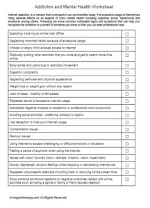 Addiction and Mental Health Worksheet - HappierTHERAPY