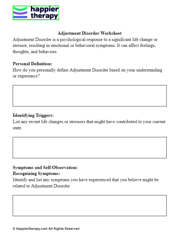 Adjustment Disorder Worksheet HappierTHERAPY Adjustment Disorder Worksheet HappierTHERAPY