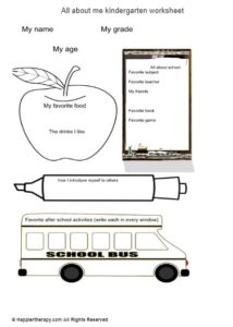 All about me kindergarten worksheet - HappierTHERAPY
