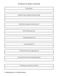 All about my family worksheet - HappierTHERAPY