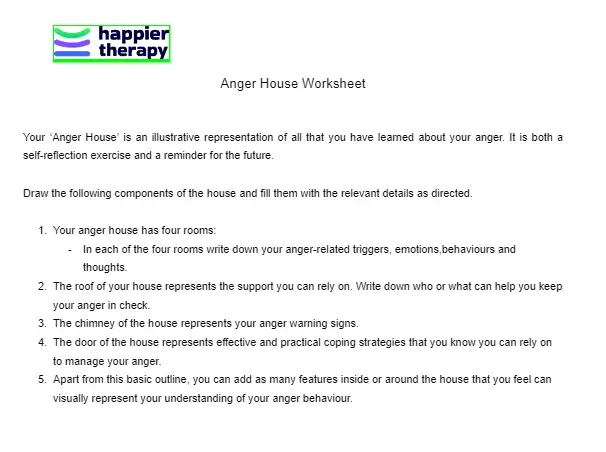 Anger House Worksheet | HappierTHERAPY