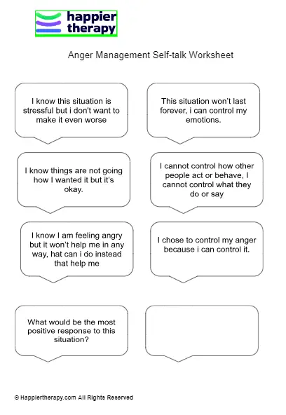 Anger Management Self-talk Worksheet | HappierTHERAPY