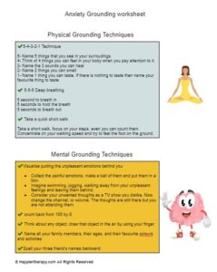 Anxiety Grounding worksheet - HappierTHERAPY