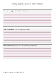 Anxiety relapse prevention plan worksheet - HappierTHERAPY