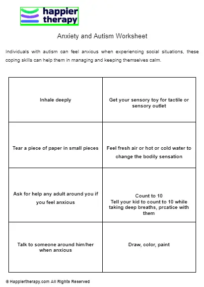 Anxiety And Autism Worksheet | HappierTHERAPY