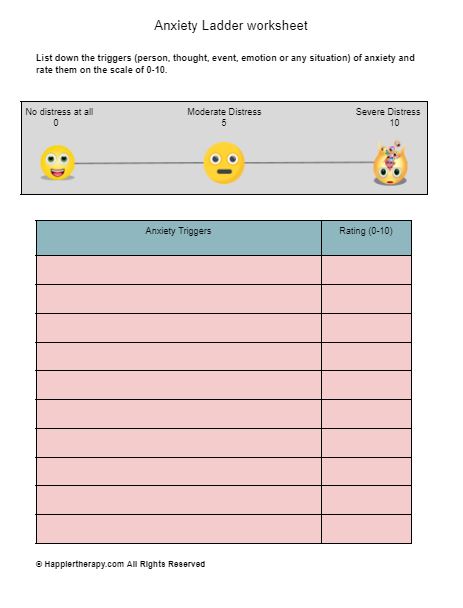 Anxiety Ladder Worksheet HappierTHERAPY