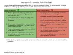 Appropriate Conversation Skills Worksheet - HappierTHERAPY