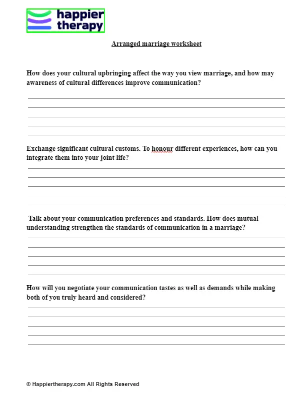 Arranged Marriage Worksheet | HappierTHERAPY