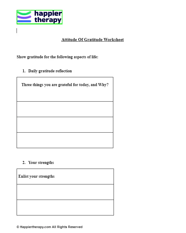 Attitude Of Gratitude Worksheet | HappierTHERAPY