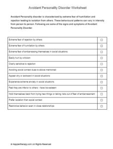 Avoidant Personality Disorder Worksheet - HappierTHERAPY