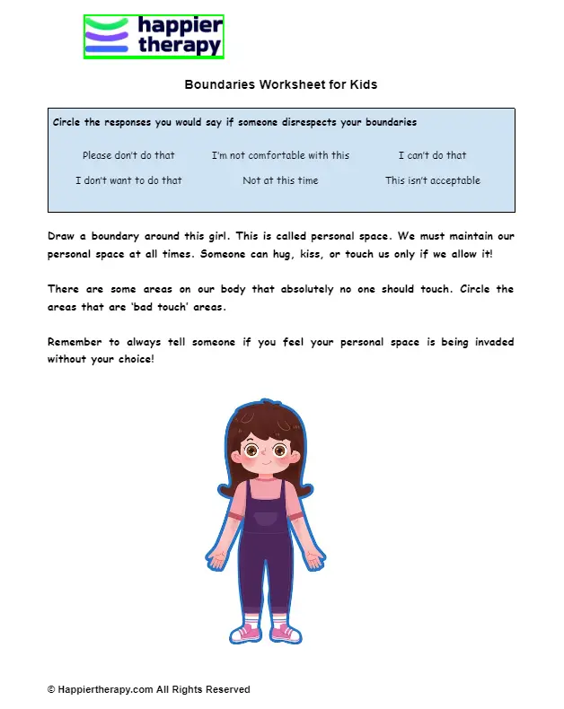 Personal Boundaries Adolescent Therapy Therapy Worksheets