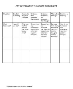 CBT ALTERNATIVE THOUGHTS WORKSHEET - HappierTHERAPY