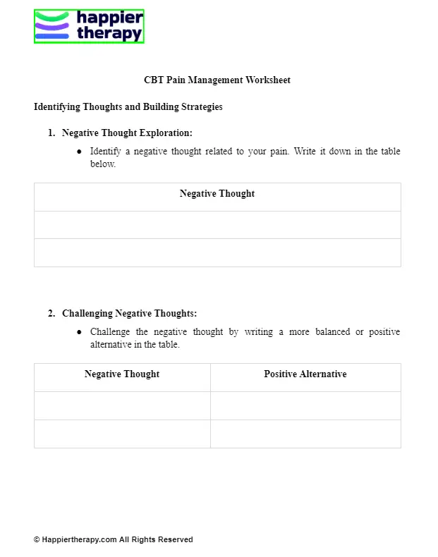 CBT Pain Management Worksheet | HappierTHERAPY
