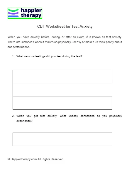Test Anxiety Worksheets Anxiety Worksheets | Mental Health Worksheets