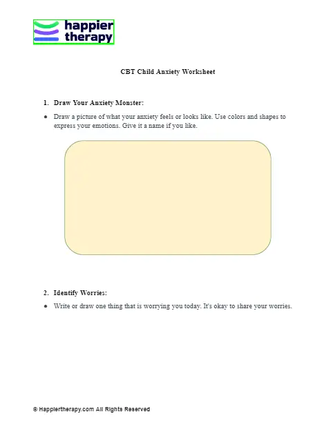 CBT Child Anxiety Worksheet | HappierTHERAPY