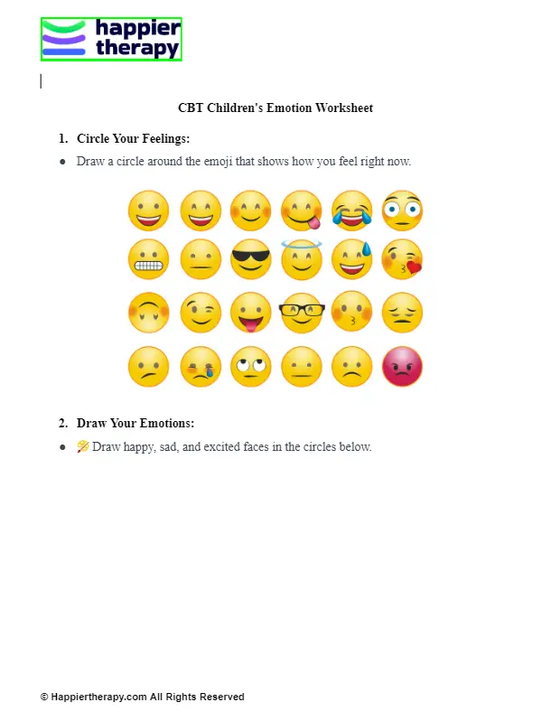 CBT Children's Emotion Worksheet | HappierTHERAPY