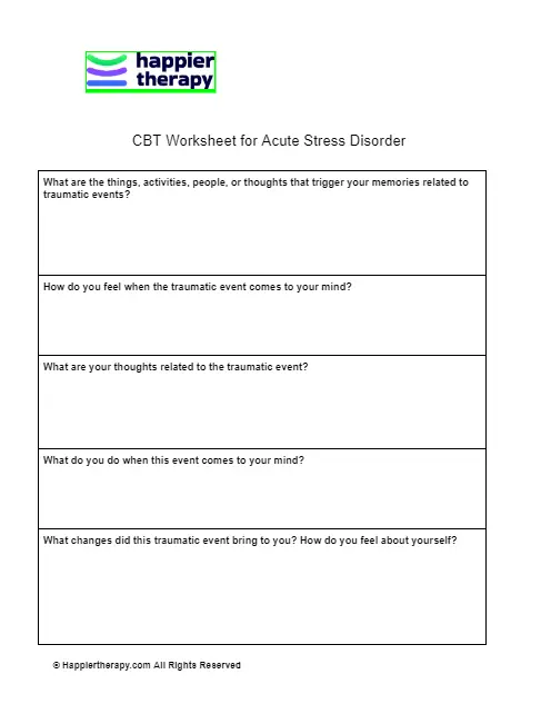 CBT Worksheet For Acute Stress Disorder | HappierTHERAPY