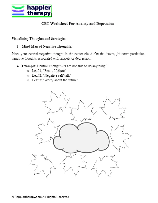 CBT Worksheet For Anxiety And Depression | HappierTHERAPY