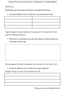 COGNITIVE LINGUISTICS THERAPY WORKSHEET - HappierTHERAPY