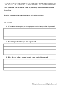 COGNITIVE THERAPY WORKSHEET FOR DEPRESSION. - HappierTHERAPY