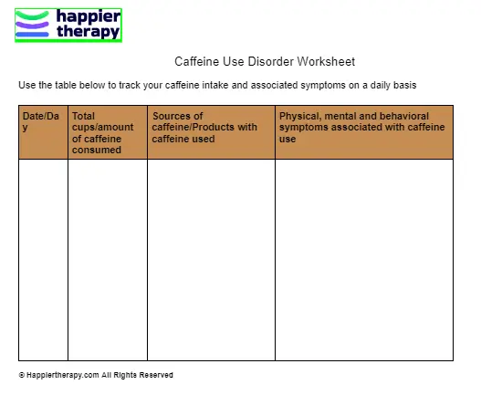 Caffeine Use Disorder Worksheet | HappierTHERAPY