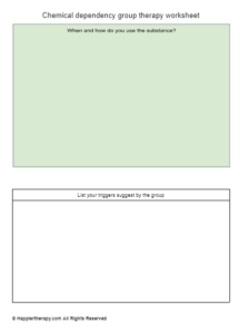 Chemical dependency group therapy worksheet - HappierTHERAPY