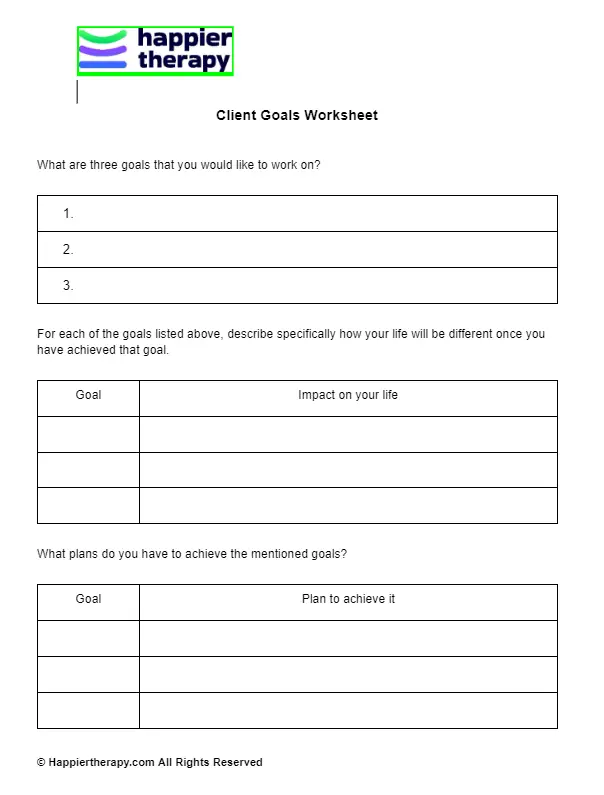 Client Goals Worksheet | HappierTHERAPY