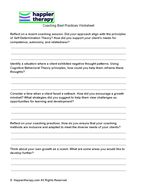 Coaching Best Practices Worksheet | HappierTHERAPY