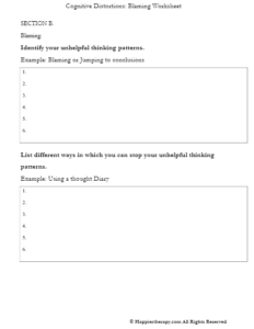 Cognitive Distortions: Blaming Worksheet - HappierTHERAPY