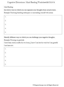 Cognitive Distortions: Mind Reading Worksheet - HappierTHERAPY