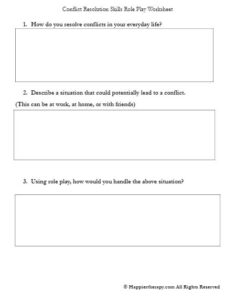 Conflict Resolution Skills Role Play Worksheet - HappierTHERAPY