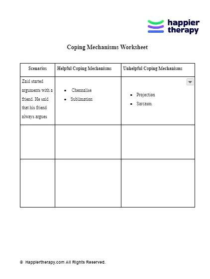 Coping Mechanisms Worksheet | HappierTHERAPY