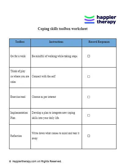 Coping Skills Toolbox Worksheet | HappierTHERAPY