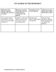 CBT AGENDA SETTING WORKSHEET - HappierTHERAPY
