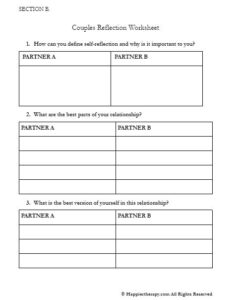 Couples Reflection Worksheet - HappierTHERAPY