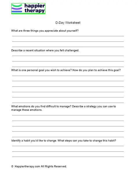D-Day Worksheet | HappierTHERAPY