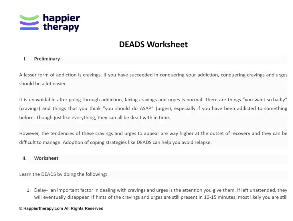 DEADS Worksheet | HappierTHERAPY